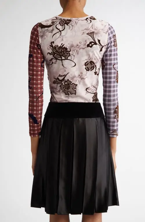 Chopova Lowena Elaine Mixed Print Mesh Top In Purple Multi - 65